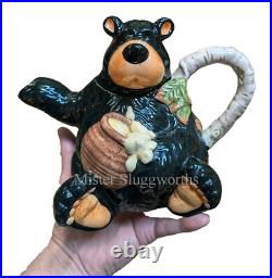 Vintage Barefoots Black Bear Yogi Bruin Ceramic Porcelain Honey Teapot ...
